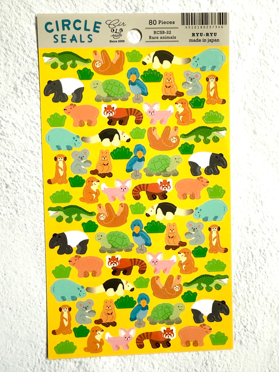 [Ryu-Ryu] Rare Animals Circle Seals sticker sheet – papertreats