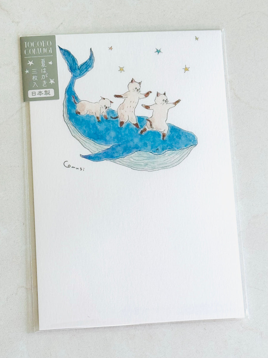 [Tocoro Comugi] Whale’s Gratitude postcards · set of 3 – papertreats