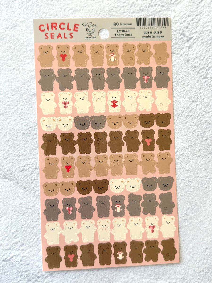 [Ryu-Ryu] Angela's Teddy Bears Circle Seals sticker sheet – papertreats
