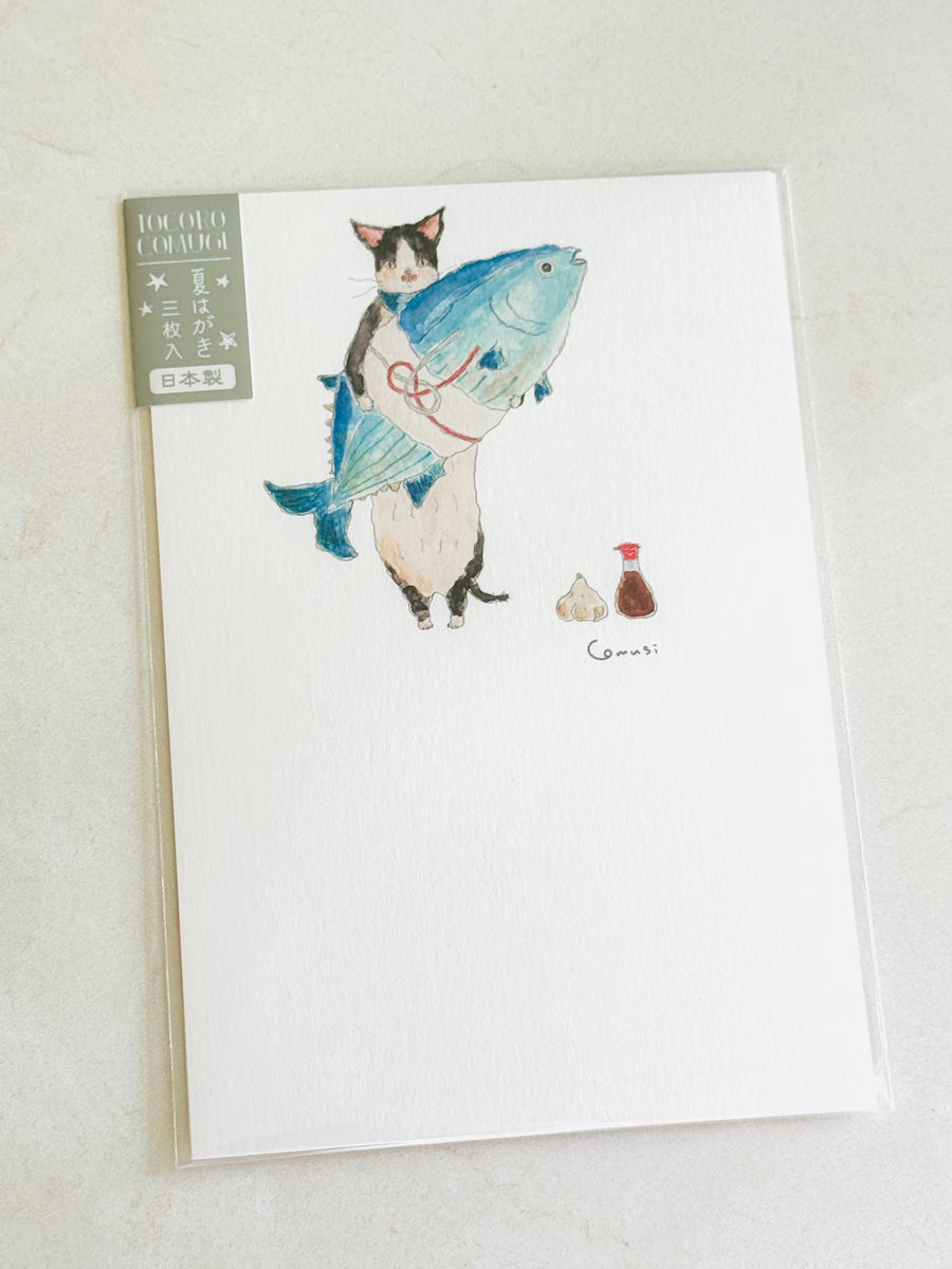 [Tocoro Comugi] Katsuo Nyanko postcards · set of 3 – papertreats