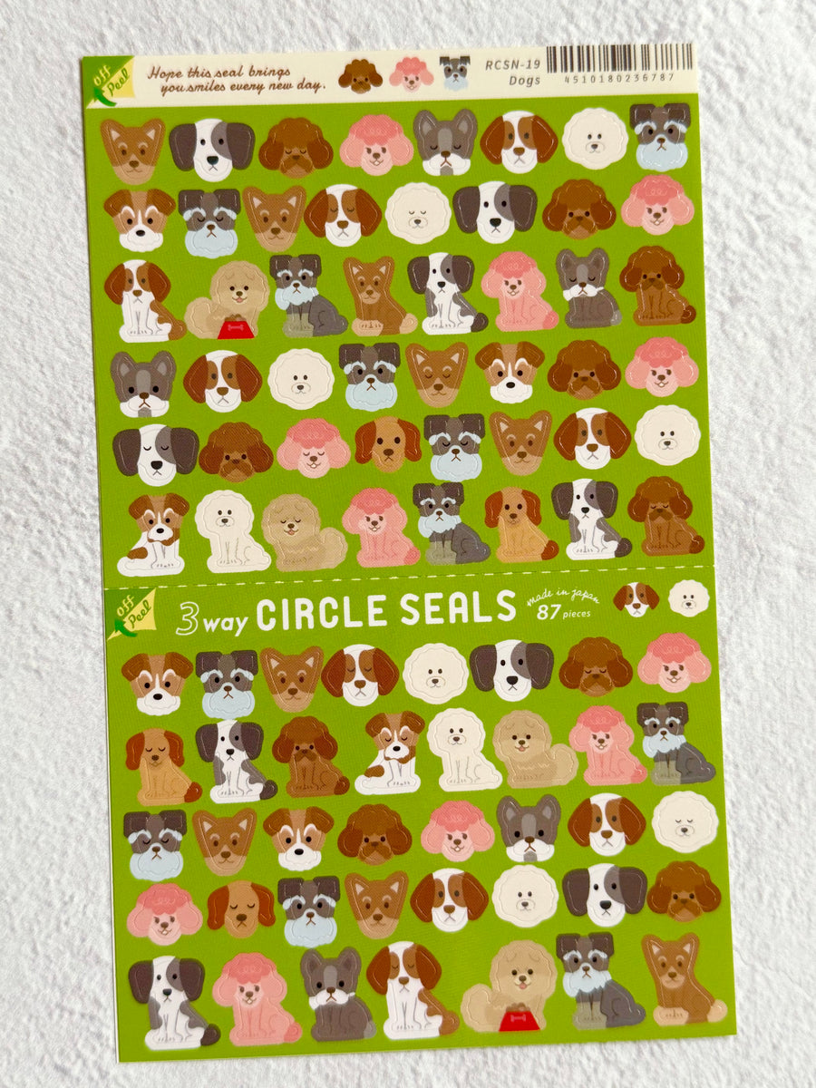 [Ryu-Ryu] Doggie 💛 Circle Seals sticker sheet – papertreats