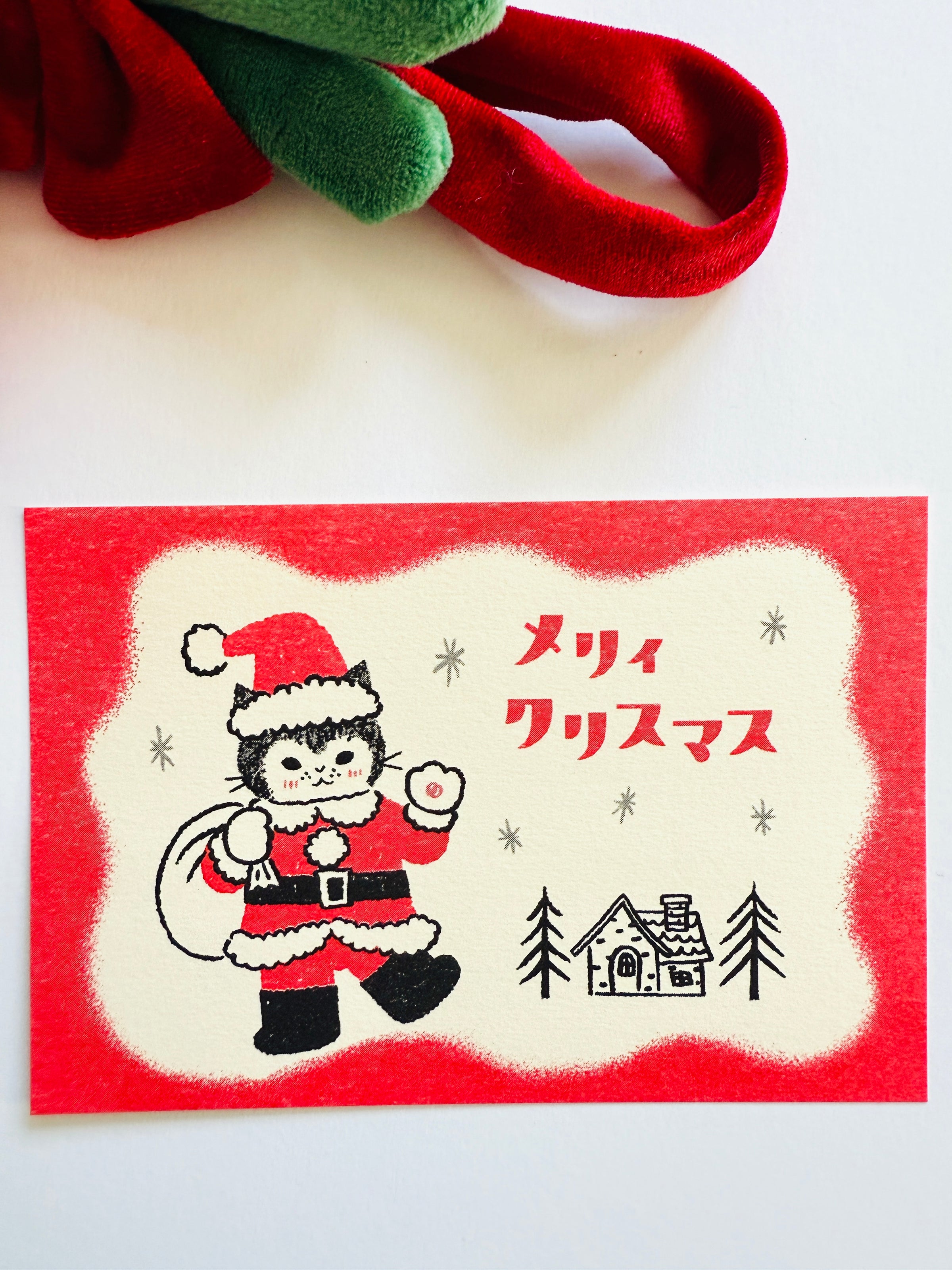 [Tsubame Books] Santa Cat Red postcard – papertreats