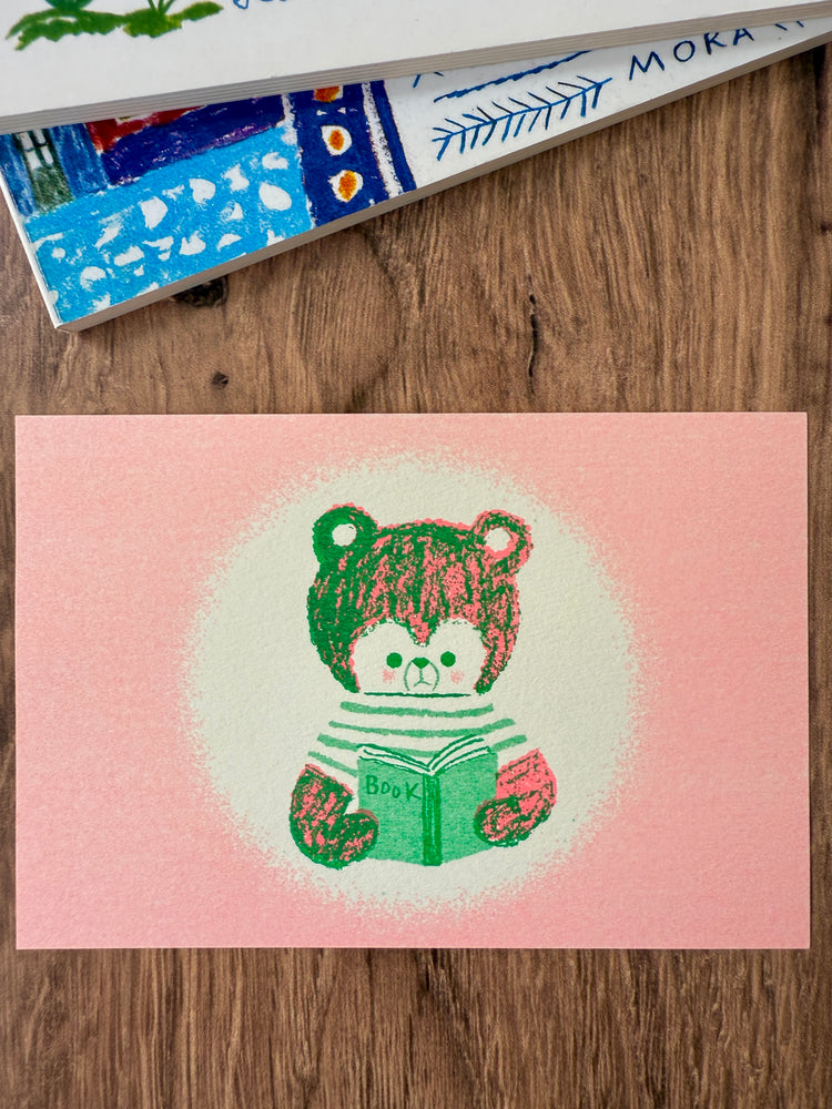 [Tsubame Books] Bear & Book postcard – papertreats