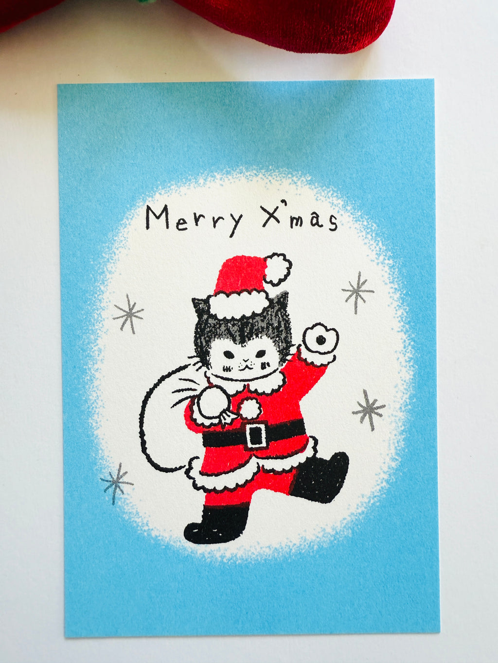[Tsubame Books] Santa Cat Blue postcard – papertreats